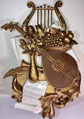 Syroco 1971 Musical Instrument Wall Hanging Plaque 7236 Lyre Mandolin ...