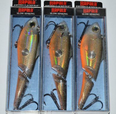 3 lures rapala jointed clackin' rap jcnr-14 rattle 5.5" gun metal ...