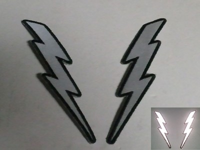 Pair of REFLECTIVE Lightning Bolt 1.5" x 5" iron on patches (3454 ...