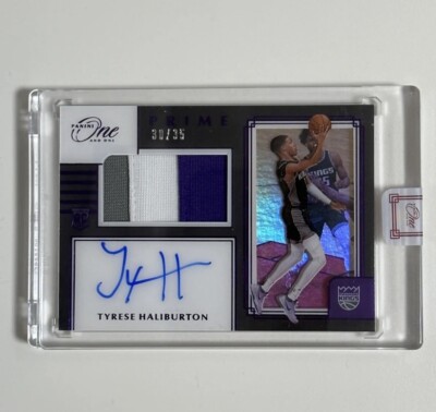 2020-21 Panini One and One Tyrese Haliburton Prime Rookie Patch Auto RC ...