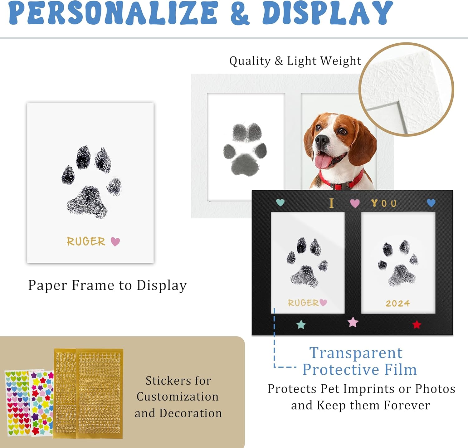 Inkless Paw Print Kit,Mess-Free Paw Print Stamp Pad for Dogs Cat,Pet ...