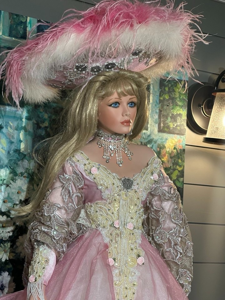 New Porcelain Doll ROMANCE by Amazing Rustie , 70/400, 47" with hat, 42 ...