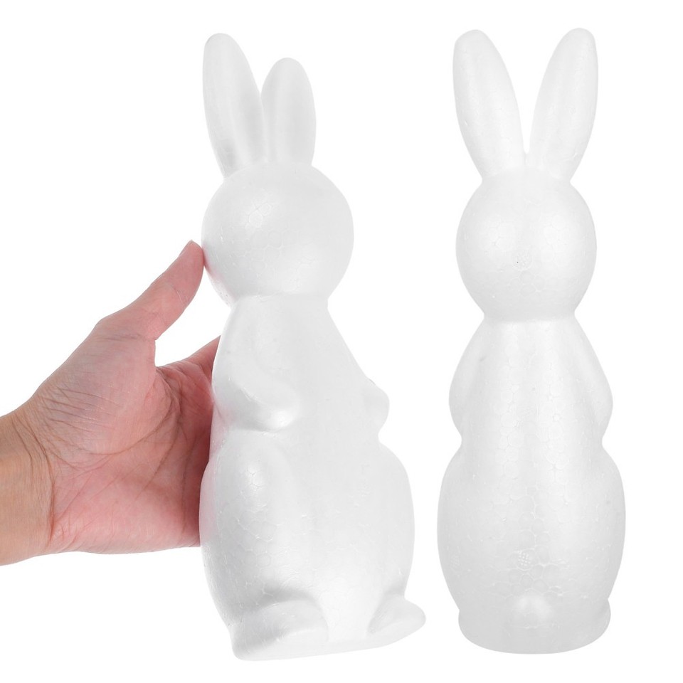 2 Pcs Foam Craft Models White Polystyrene Bunny Shapes for Home Decor ...