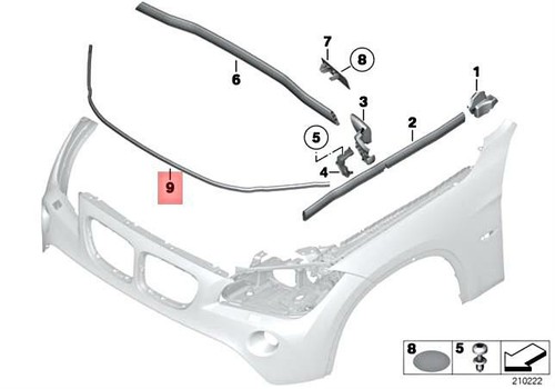 Genuine BMW X1 Zinoro 1E E84 M12 Seal Equipment Compartment Front ...