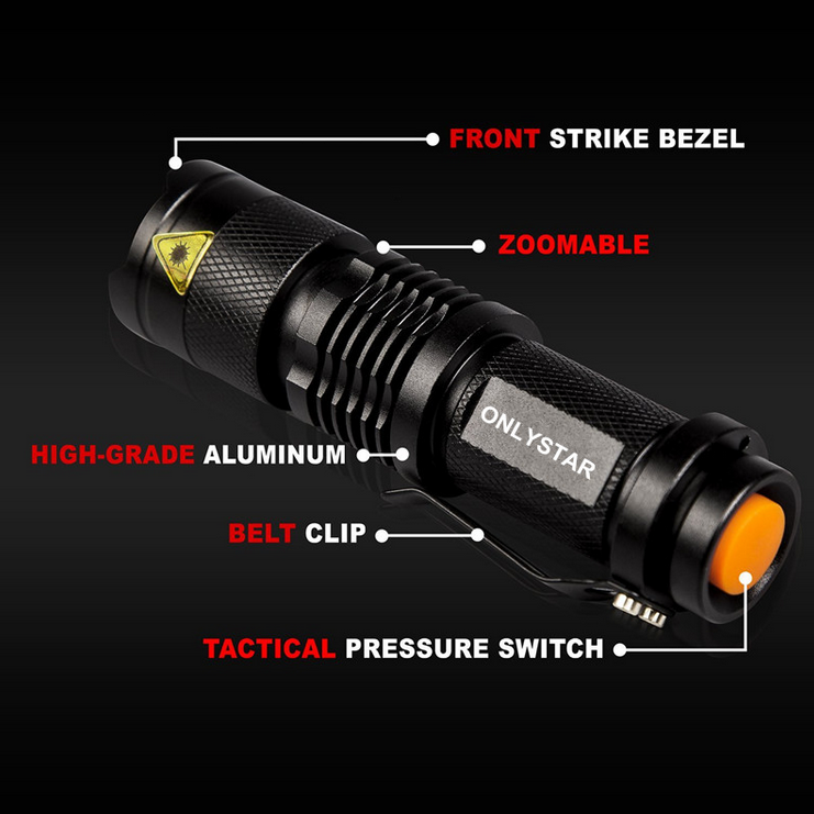 3Pack Mini CREE Mini Tactical Flashlight Focus Adjustable - Choose ...
