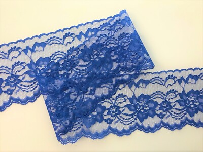 Royal Blue Lace Trim, 4 Inches Wide, Scalloped Edge, 5 YARDS, Flat Lace ...