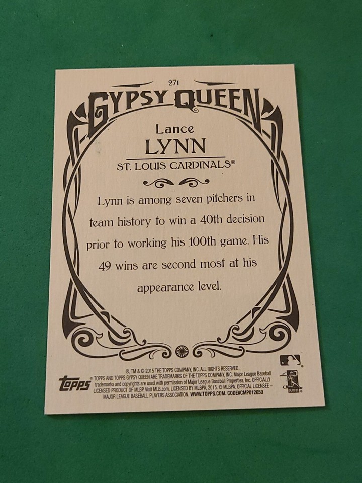 2015 Lance Lynn Topps Gypsy Queen #271 | eBay