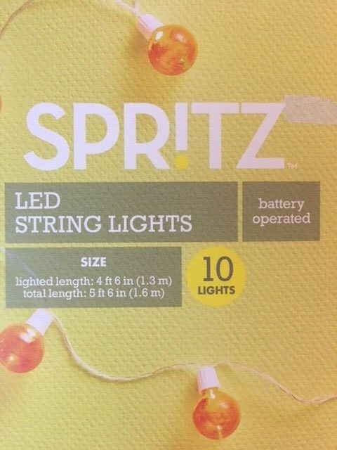 Spritz LED String Lights Battery Operated Warm White w/Orange Globe 10 ...
