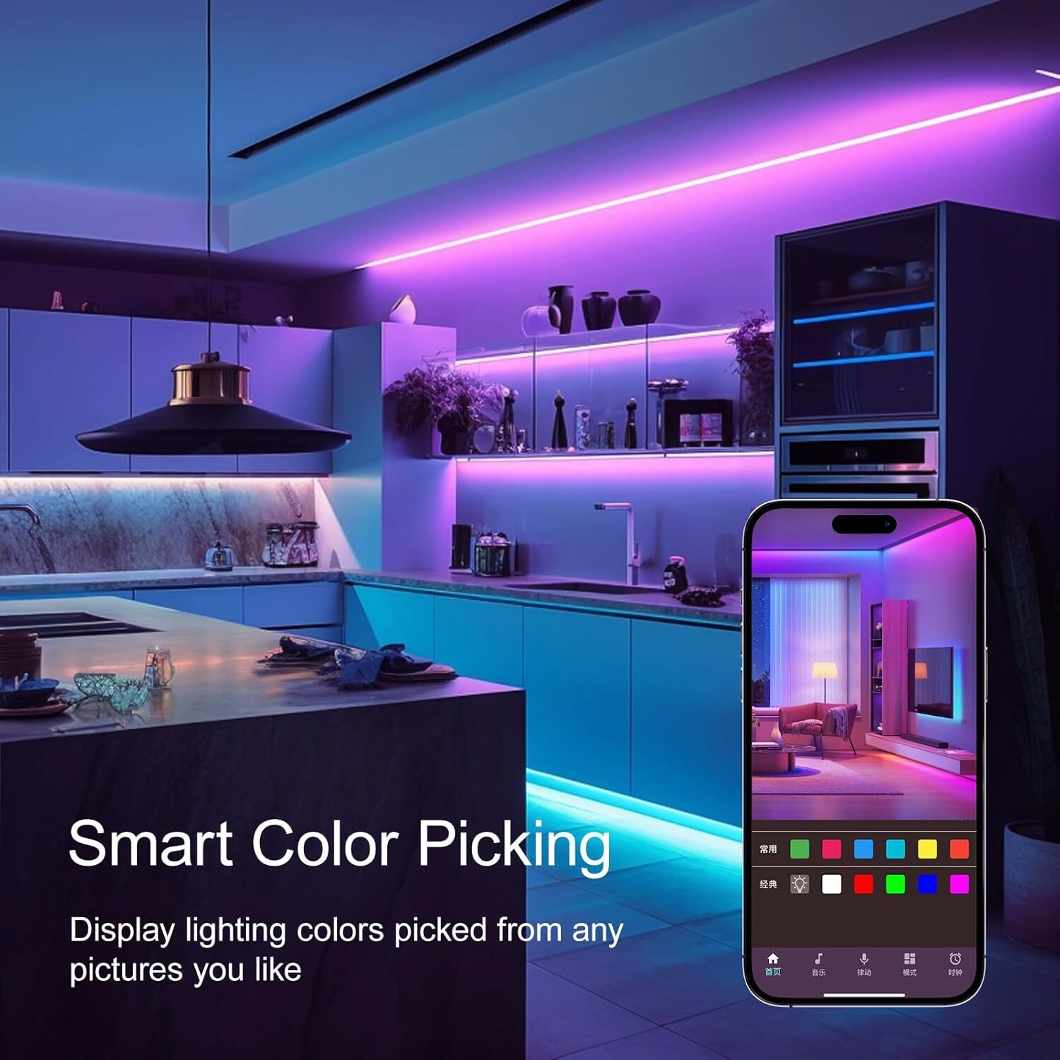 200 FT Led Strip Lights for Bedroom, Remote and App Control RGB Color ...