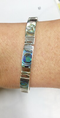 925 Stering Silver with Natural Stones abalone shell bracelets for men ...