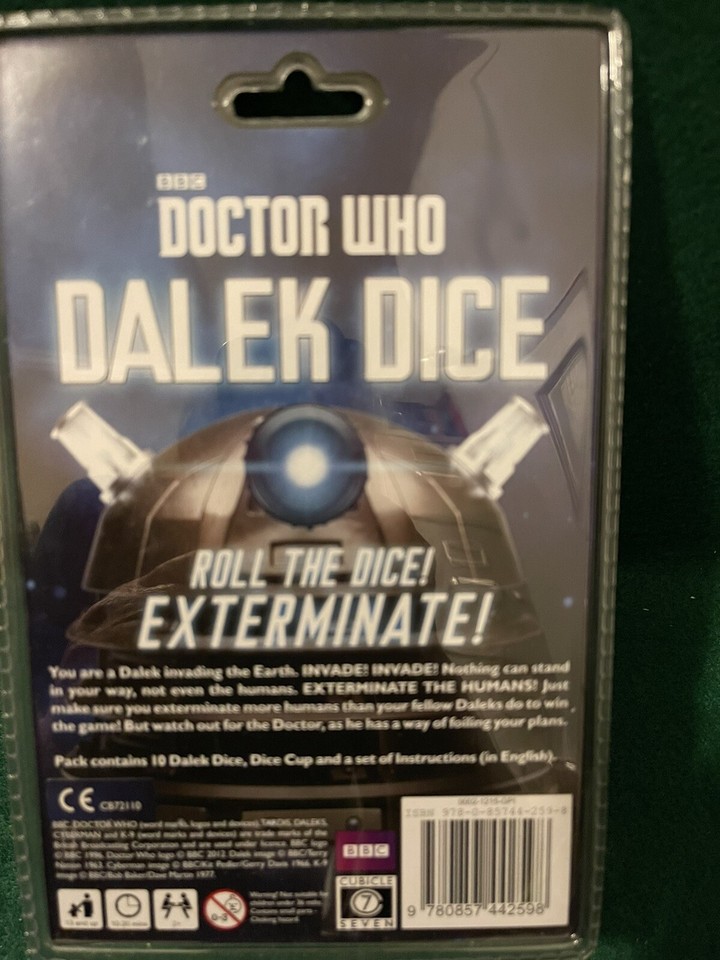 BBC Doctor Who Dalek Dice NEW 10 Dice 1 Cup Cubicle 7 Brand New Sealed ...