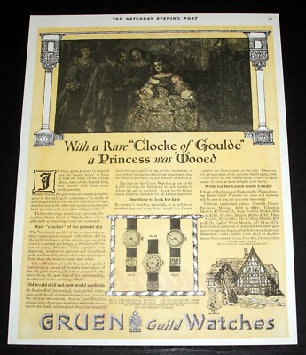 1920 OLD MAGAZINE PRINT AD, GRUEN GUILD WATCHES, THE RARE CLOCKE OF ...