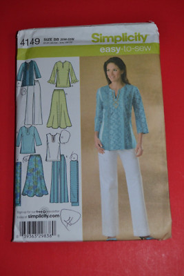 Simplicity 4149 sewing pattern, womens skirt pants tunic scarf, size ...