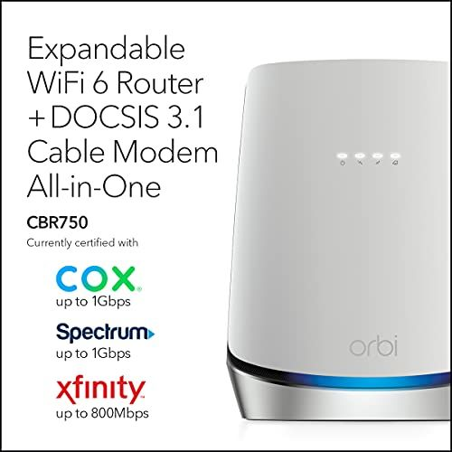 NETGEAR Orbi WiFi 6 Router with DOCSIS 3.1 Built-in Cable Modem White ...