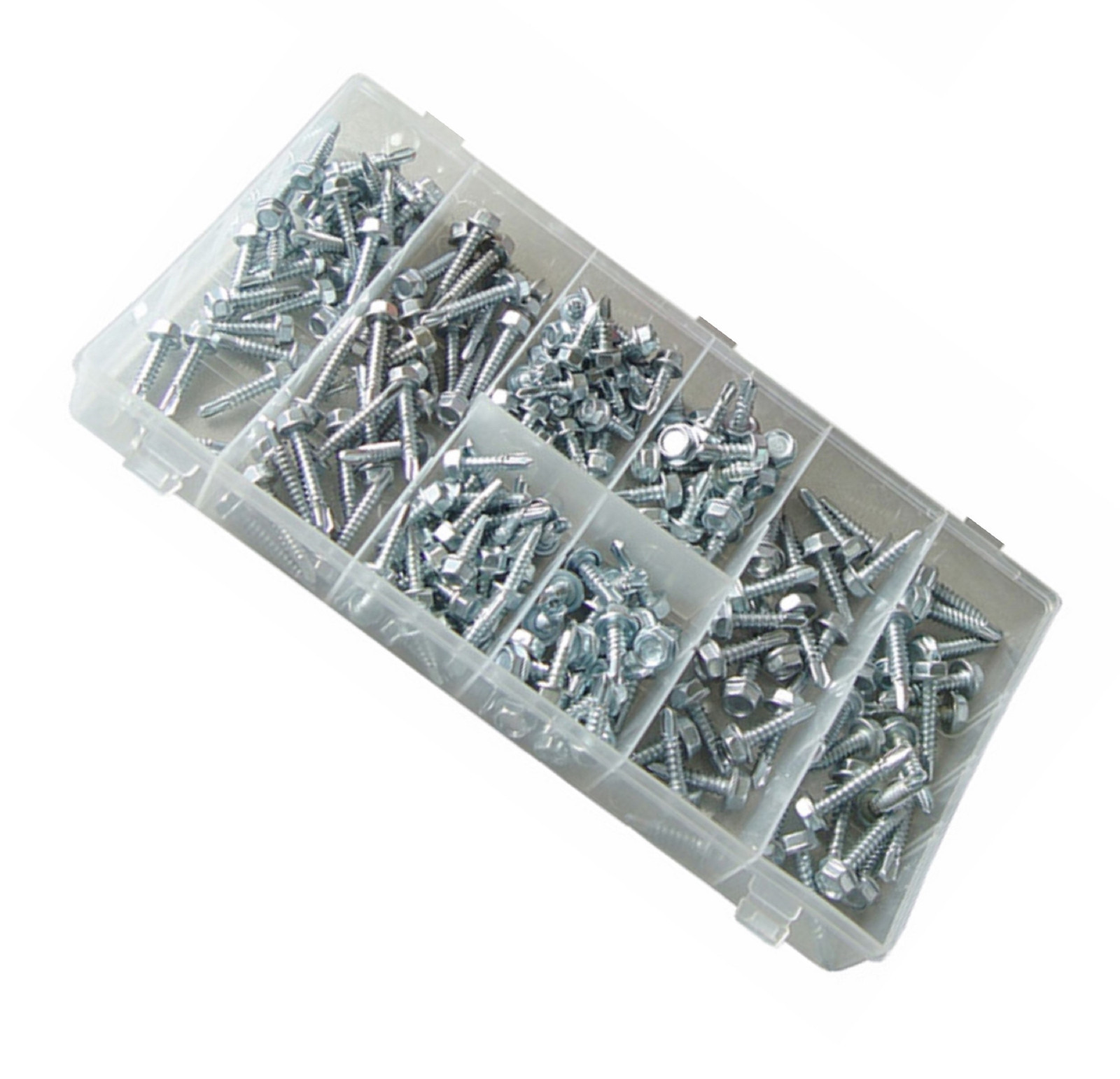 200pc Self Screw Assortment Set (SAE) Hex Head Self Drilling Tapping ...