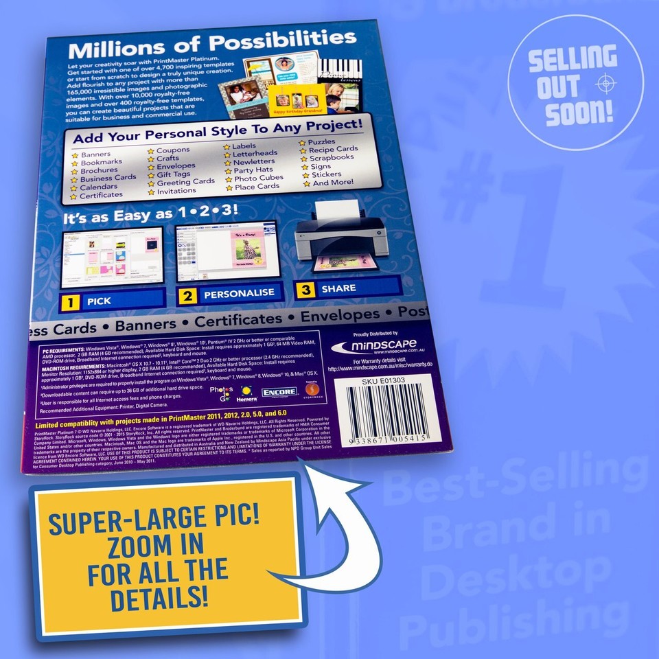 PrintMaster Platinum 7 PC Desktop Publishing Software Windows 10 8 ...