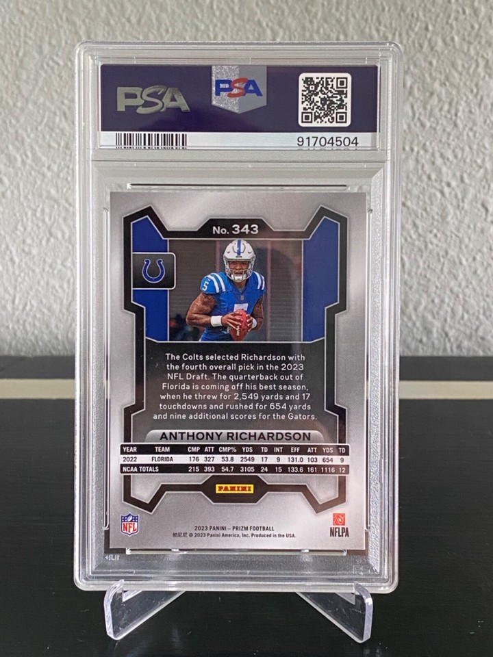 2023 PANINI PRIZM ANTHONY RICHARDSON ROOKIE #343 PSA 10 GEM MINT COLTS ...