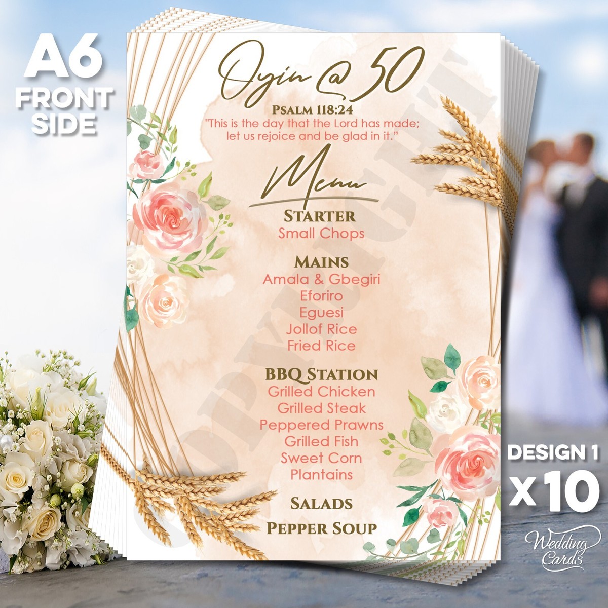Wedding Buffet Menu Cards Menu Card Design & Printing In Lagos, Abuja