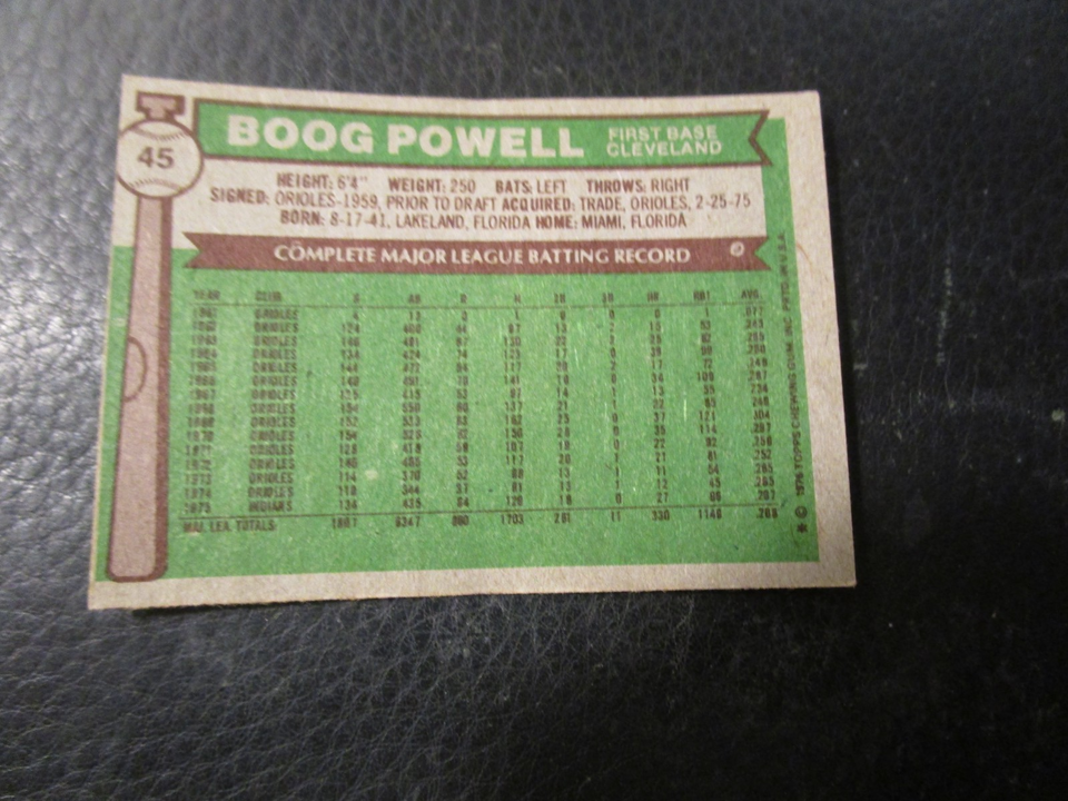 1976 TOPPS CARD#45 BOOG POWELL ORIOLES NM/MT BT#45 | eBay