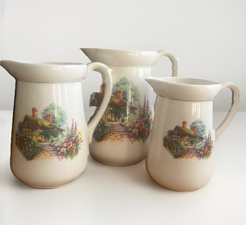Vintage Antique Jug Set England Falcon Ware Hand Painted Floral Design ...