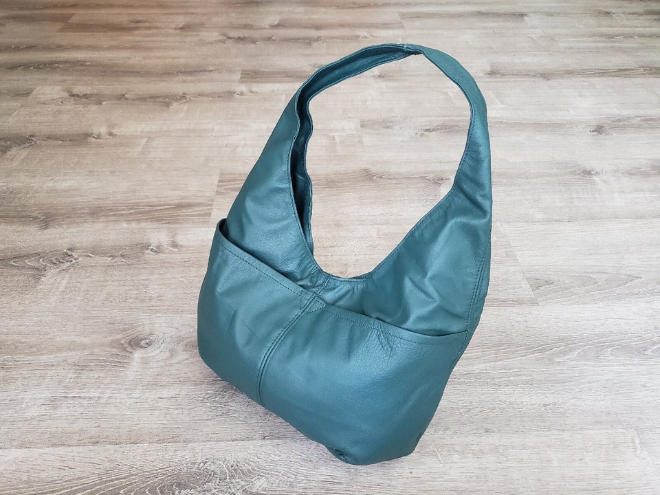 Green leather hobo bag slouchy purse unique handmade handbags Alicia | eBay