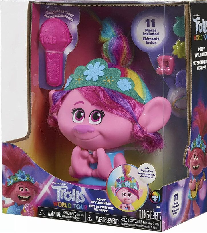 NEW TROLLS DREAMWORKS WORLD TOUR POPPY STYLING HEAD 11pcs NIB 12” | eBay