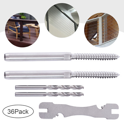 36 Pack Handed Thread Swage Lag Screws 3/16“ Deck Cable Railing ...