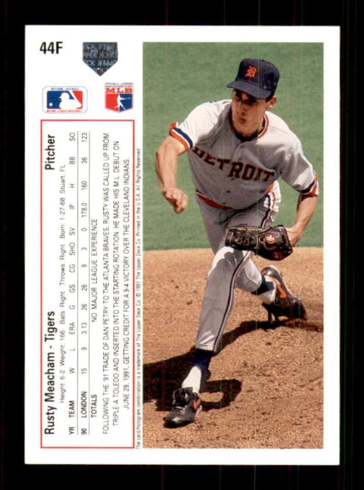 1991 Upper Deck Final Edition #44 Rusty Meacham AUTOGRAPHED!!! RC ...