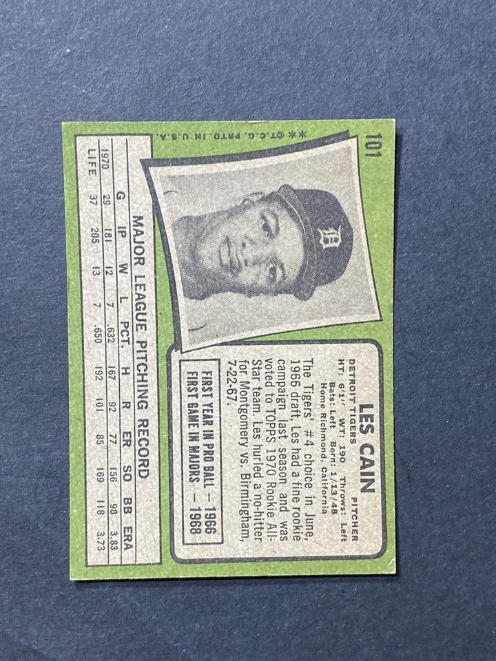 1971 Topps - #101 Les Cain VG/EX | eBay