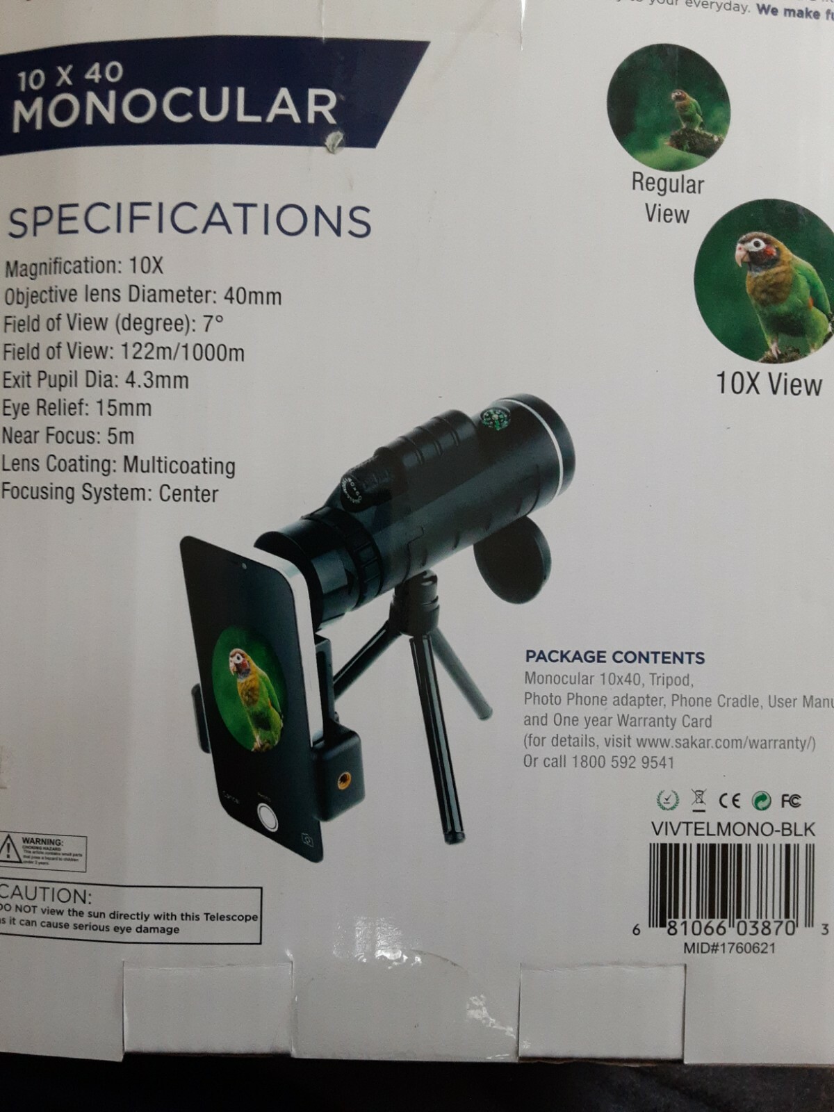 Vivitar 10x40 Monocular Telescope with phone adapter | eBay