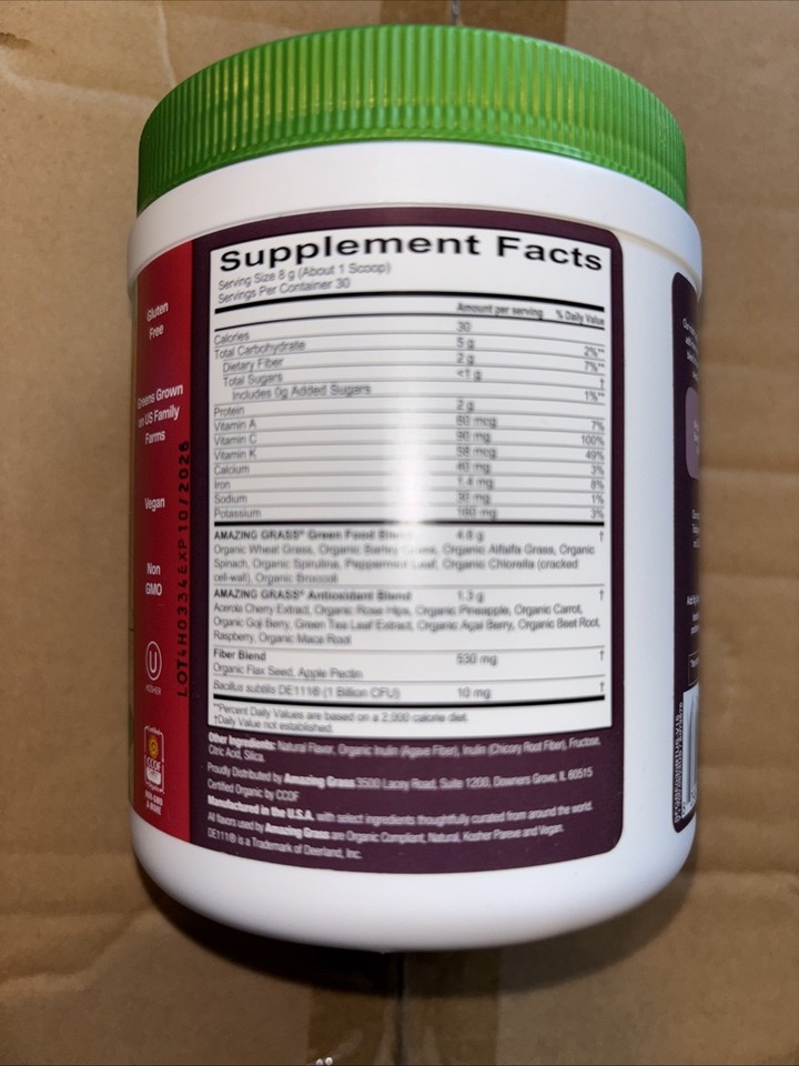 Amazing Grass Greens Blend Superfood Berry 8.50oz - NEW SEALED Exp 10/ ...