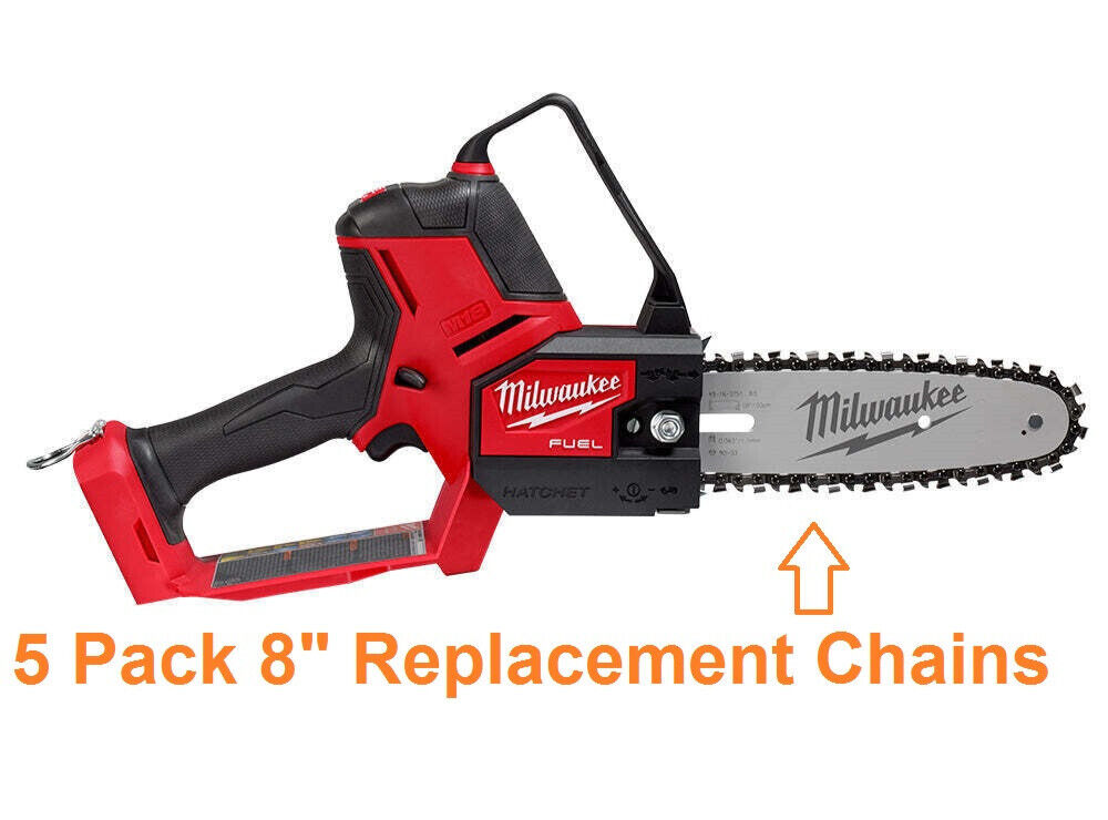 5 Pack 8" Chainsaw Chain Replaces Milwaukee M18 Hatchet Electric 3/8LP ...