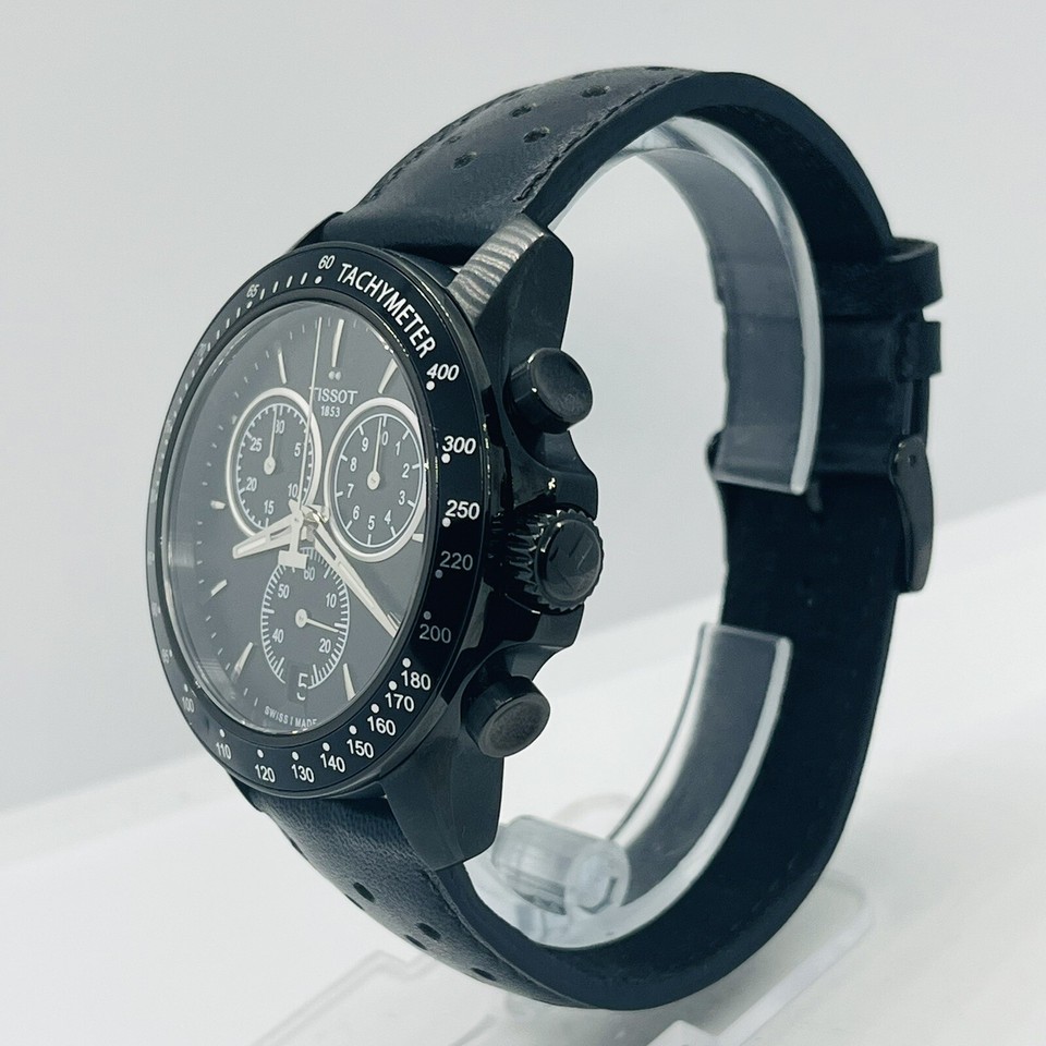 Tissot V8 Men's Black Tachymeter Chronograph Sapphire 42mm Steel Watch ...