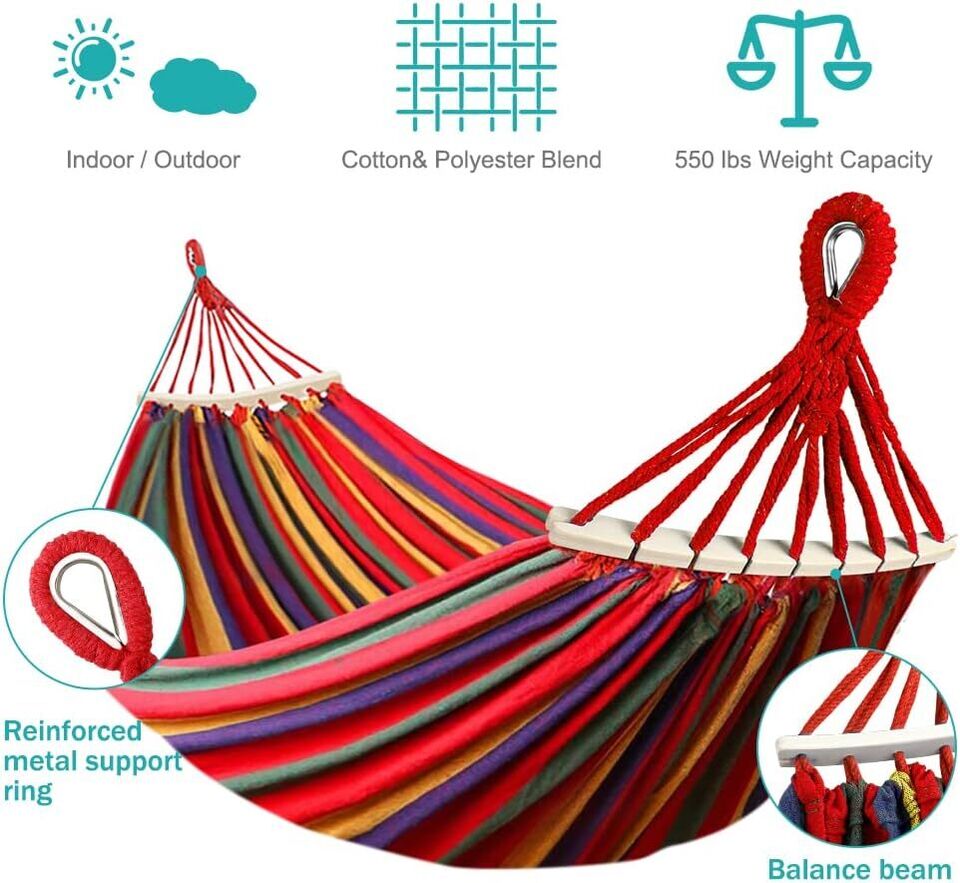 2 Person Double Camping Hammock Chair Bed Outdoor Hanging Swing ...