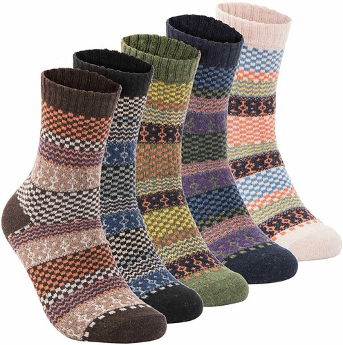 Mens Women Crew Wool Merino Design Thermal Lambs Heavy Warm Boots Socks ...