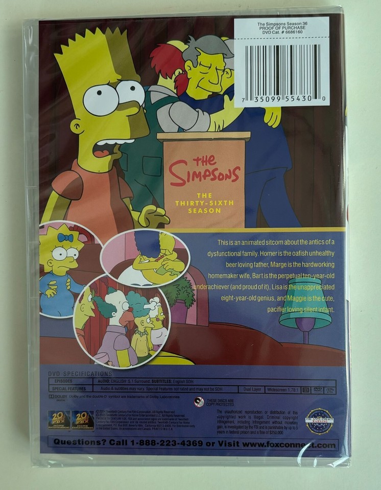 The Simpsons : The Thirty -sixth Season (DVD, 2024, 3-Disc Set ) SEASON 36 | eBay