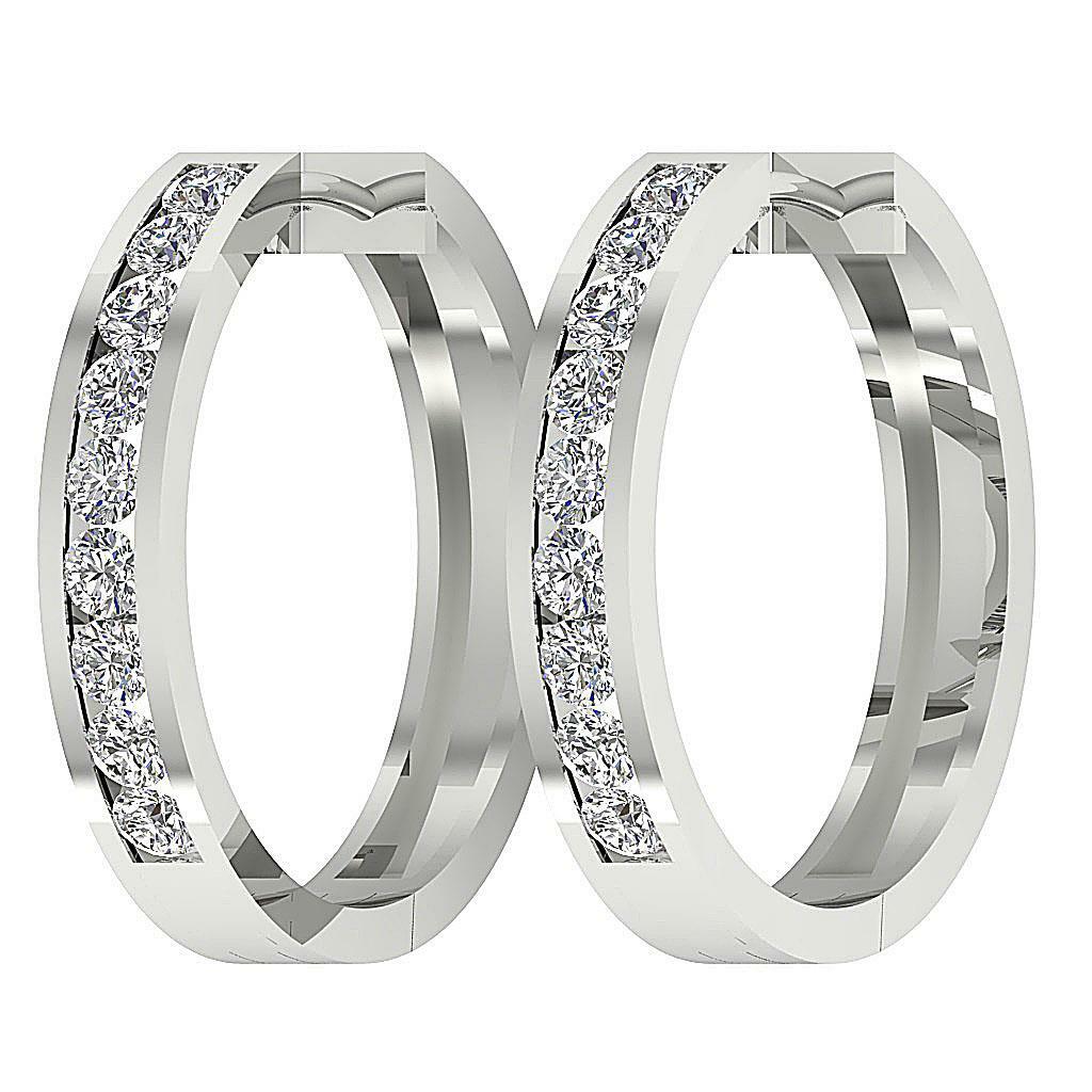 Natural Diamond Hoop Earring SI1 G 2.20 Ct 14K White Yellow Rose Gold 0 ...