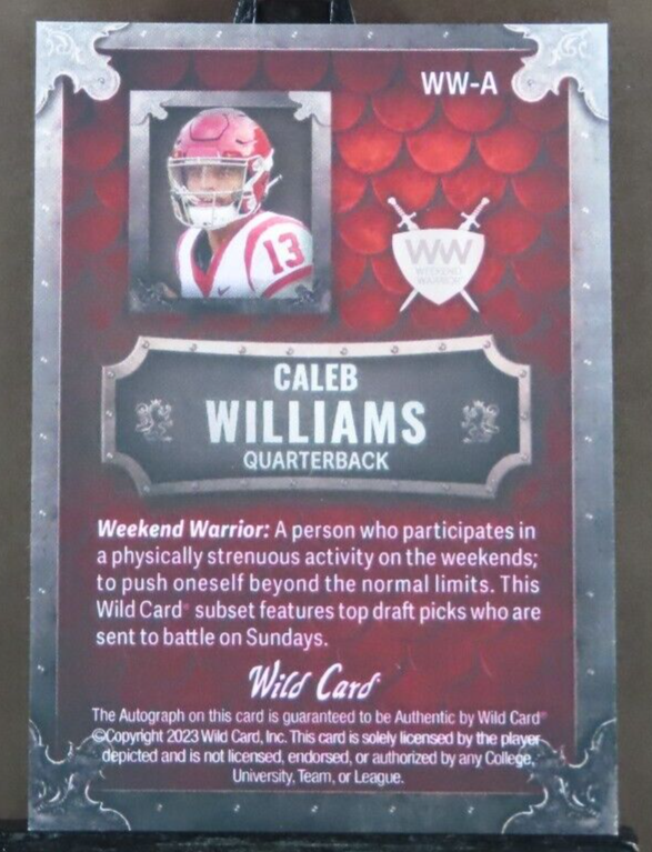 2023 Wild Card Matte Caleb Williams Weekend Warrior #WW-A Auto #1 Draft ...