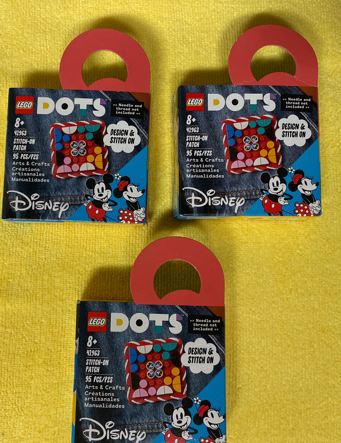 3-LEGO 41963 DOTS Mickey Mouse & Minnie Mouse Stitch-on Patch With BOX ...