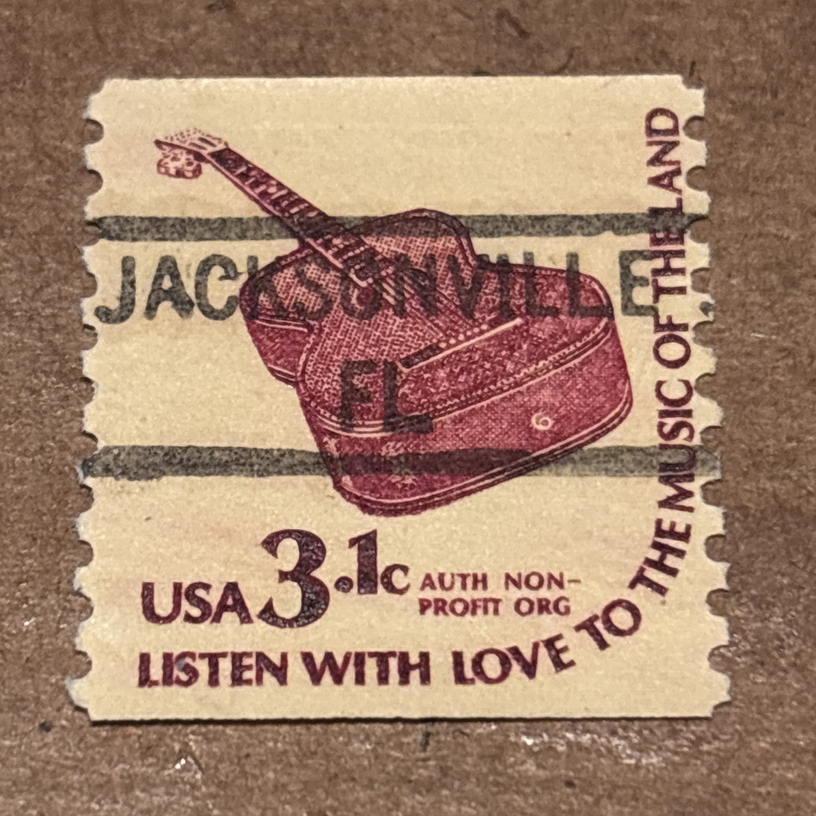 JACKSONVILLE FL PRECANCEL TYPE 841 SC 1613 3.1 CENT GUITAR STAMP PBB | eBay