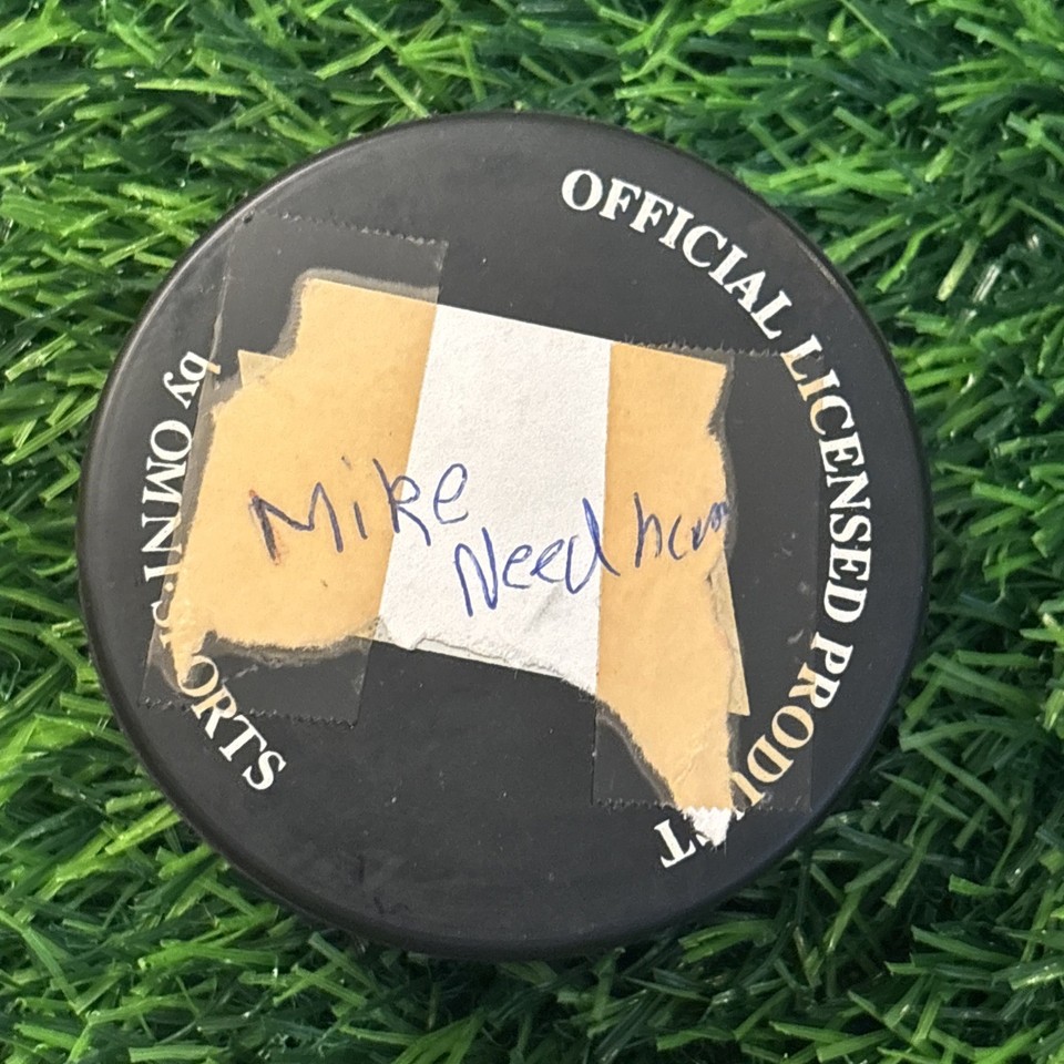 Mike Needham Signed Autograph Hockey Puck Kalamazoo K Wings Vintage | eBay