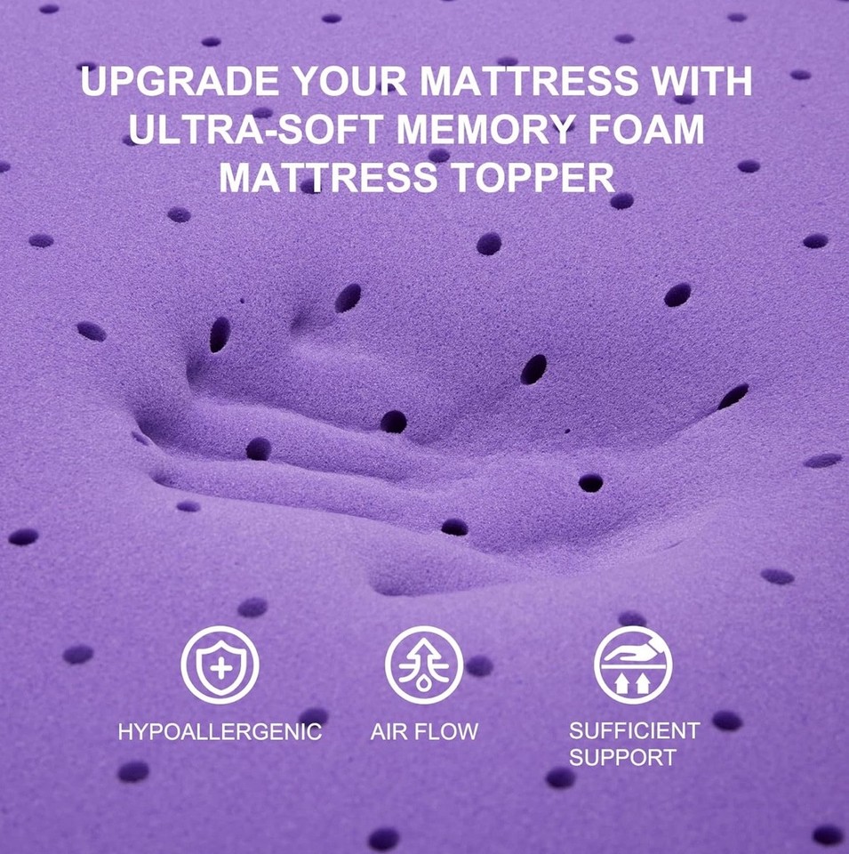 Mattress topper, Memory foam, Size twin XL, 3inch thick purple | eBay