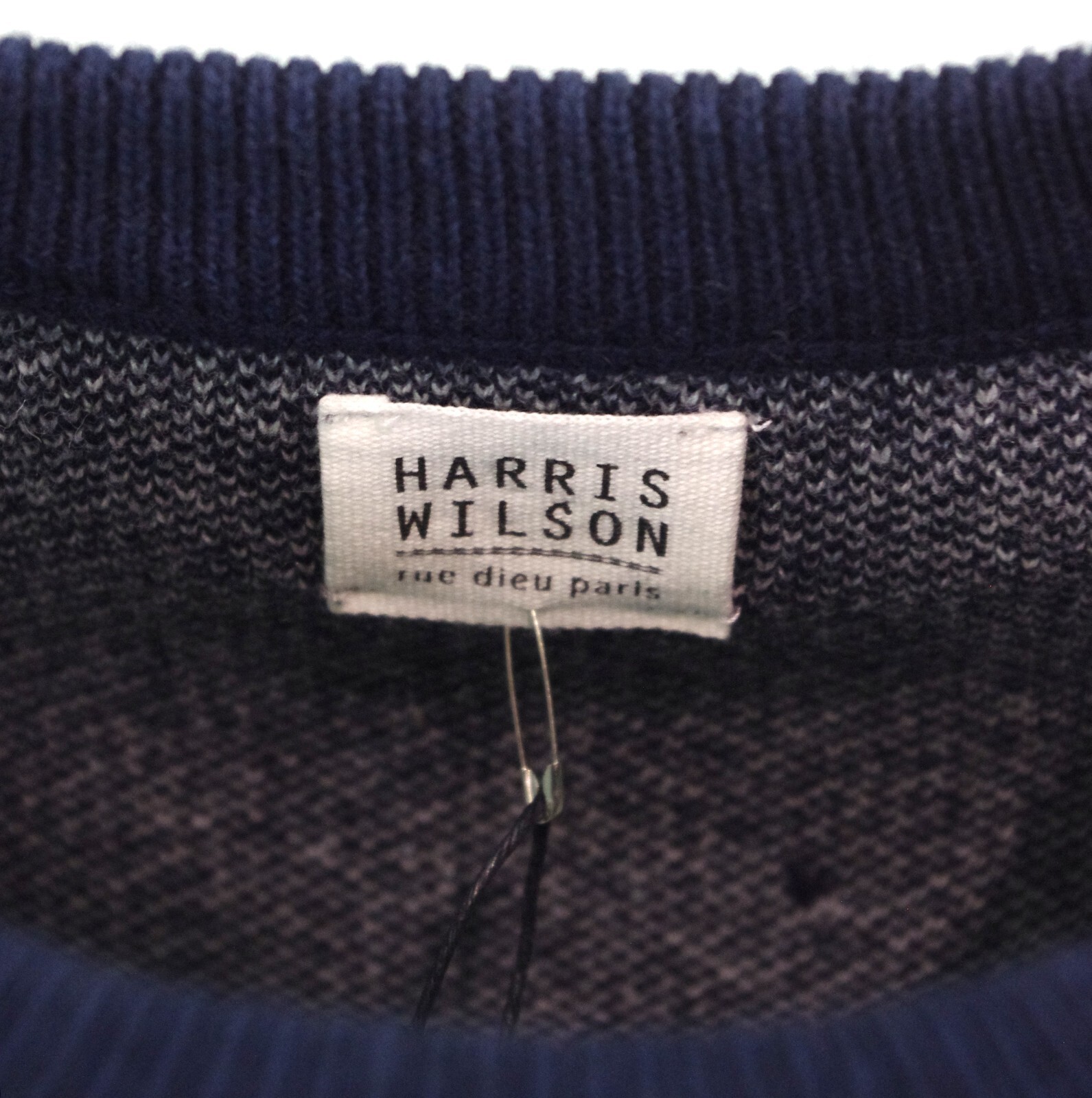 Harris Wilson Pull homme chevron bleu marine gris coton laine IVOTO ...