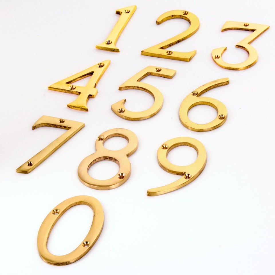 BLACK BRASS CHROME HOUSE NUMBERS/LETTERS & SCREWS 75mm Front Door ...