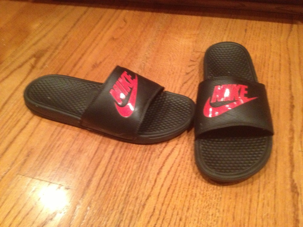 Nike Black Red Accent Mens Slides Sandals Size 12 | eBay