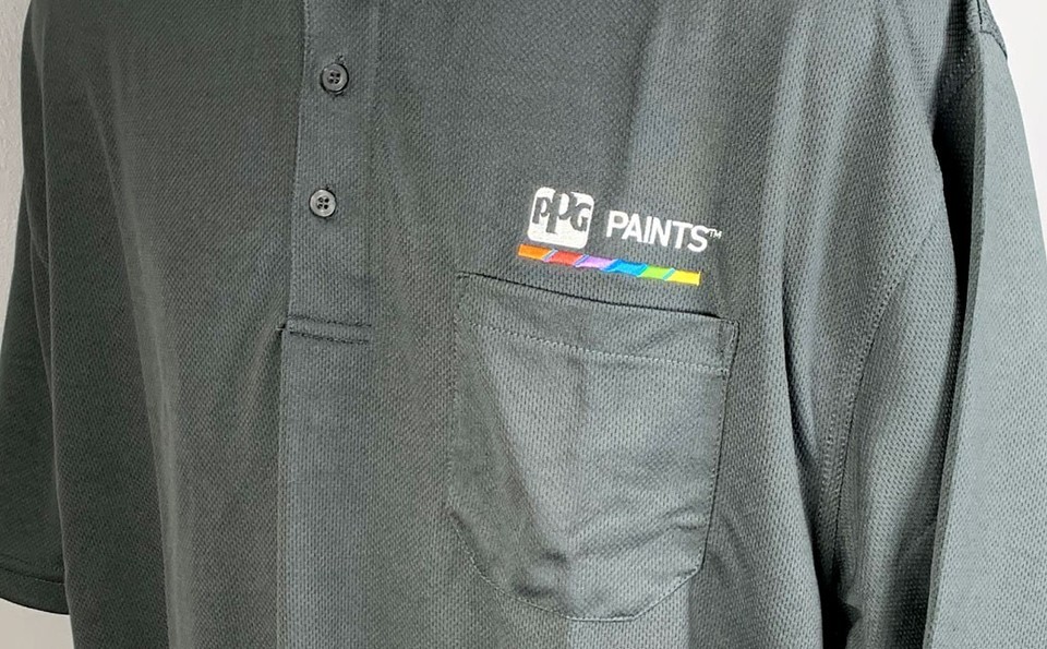 New PPG Paints Pittsburgh Plate Glass Polo Golf Shirt Mens XL Gray ...
