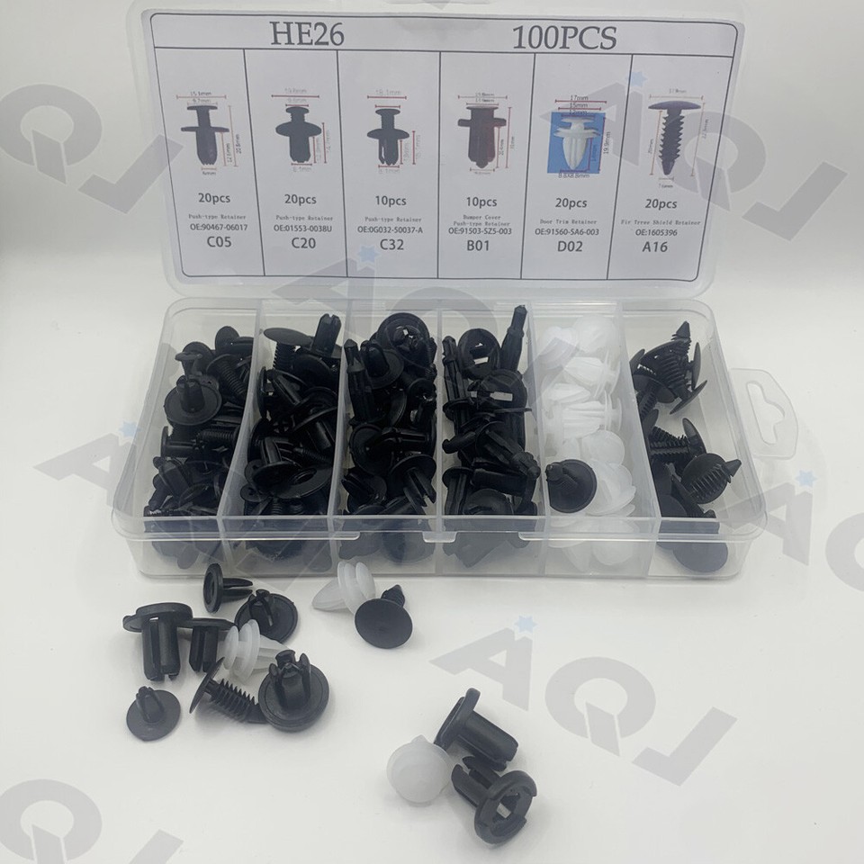 100pcs Retainer Clips Body Bumper Rivet Retainer Trim-Molding push Pin ...