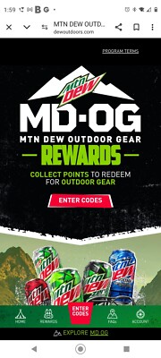 MTN Mountain Dew OG Outdoor Gear Rewards Codes 5000 points | eBay