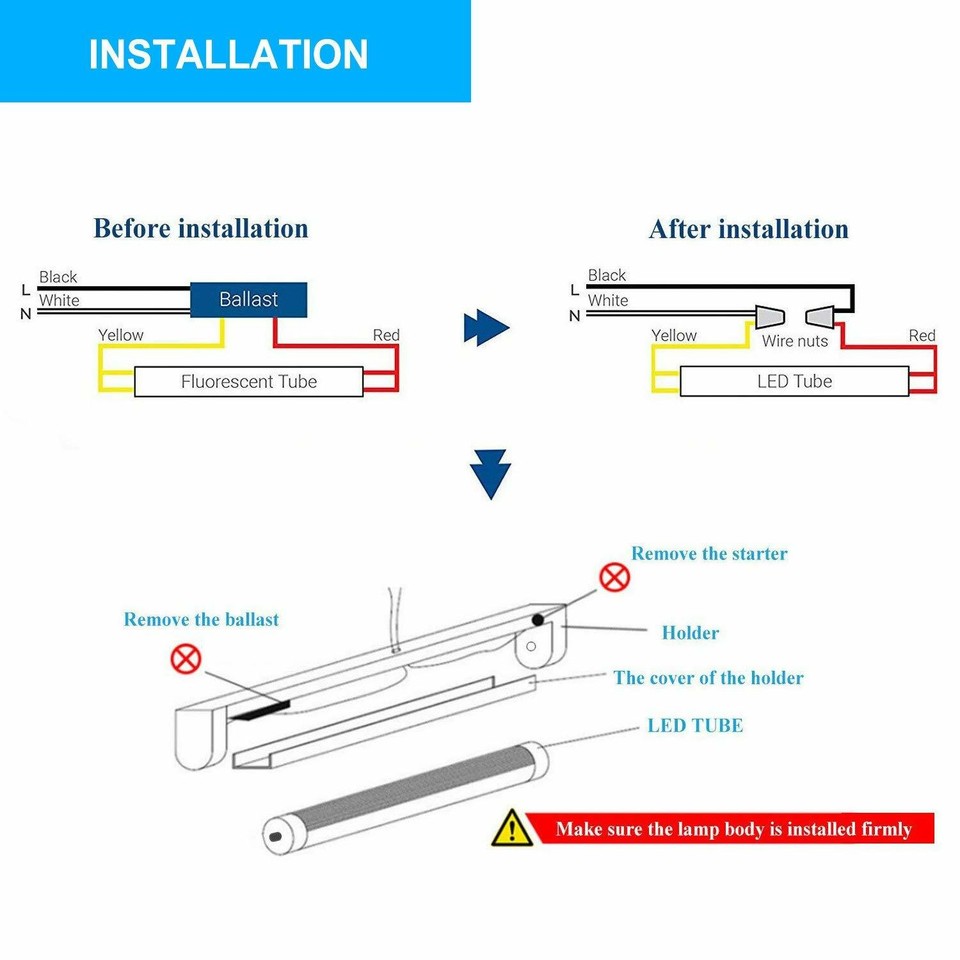 T8 8FT LED Tube Light 45W 72W 120W FA8 Single Pin Garage Ceiling Shop ...