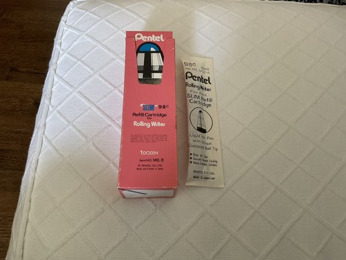 Pentel Slim Refill Rolling Writer Cartridge MG8-A Black Ink, Fine Point ...
